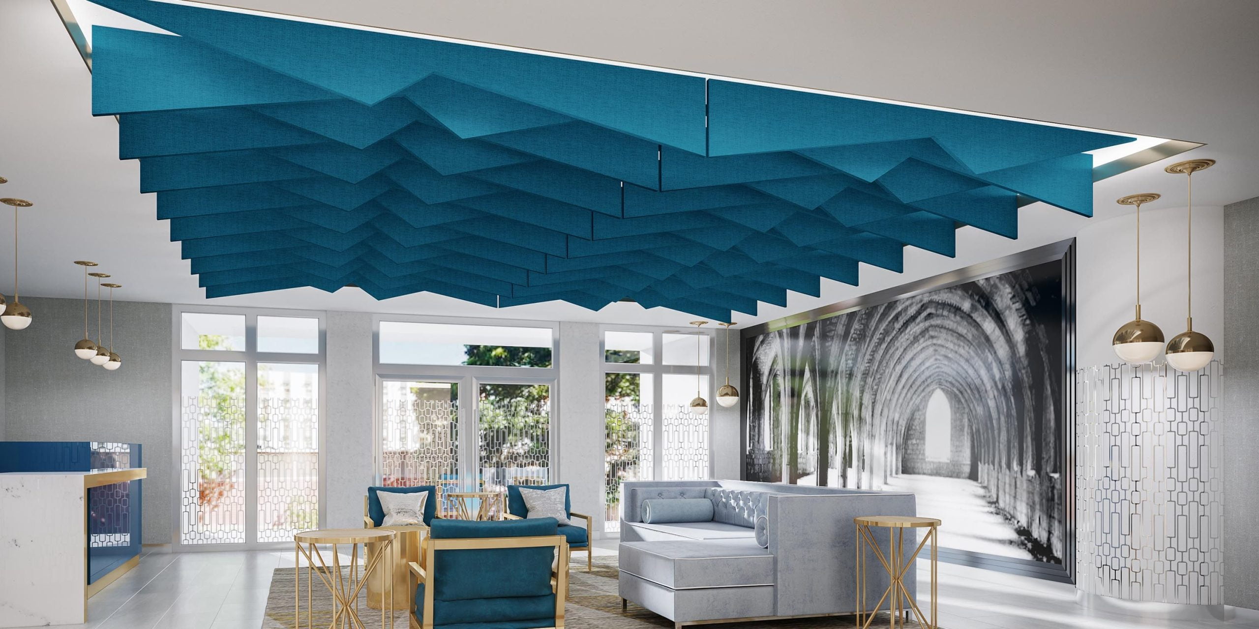Custom Eco-Friendly Sound Baffles Ceiling - LEEDINGS Polyester Panel