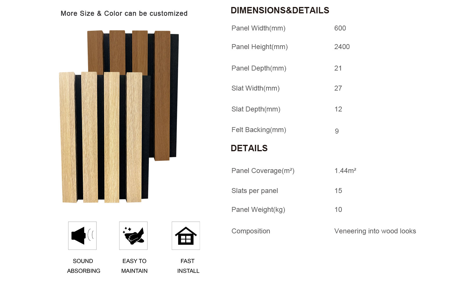 Custom Eco-Friendly Acoustic Wood Ceiling Panels - LEEDINGS Polyester Panel